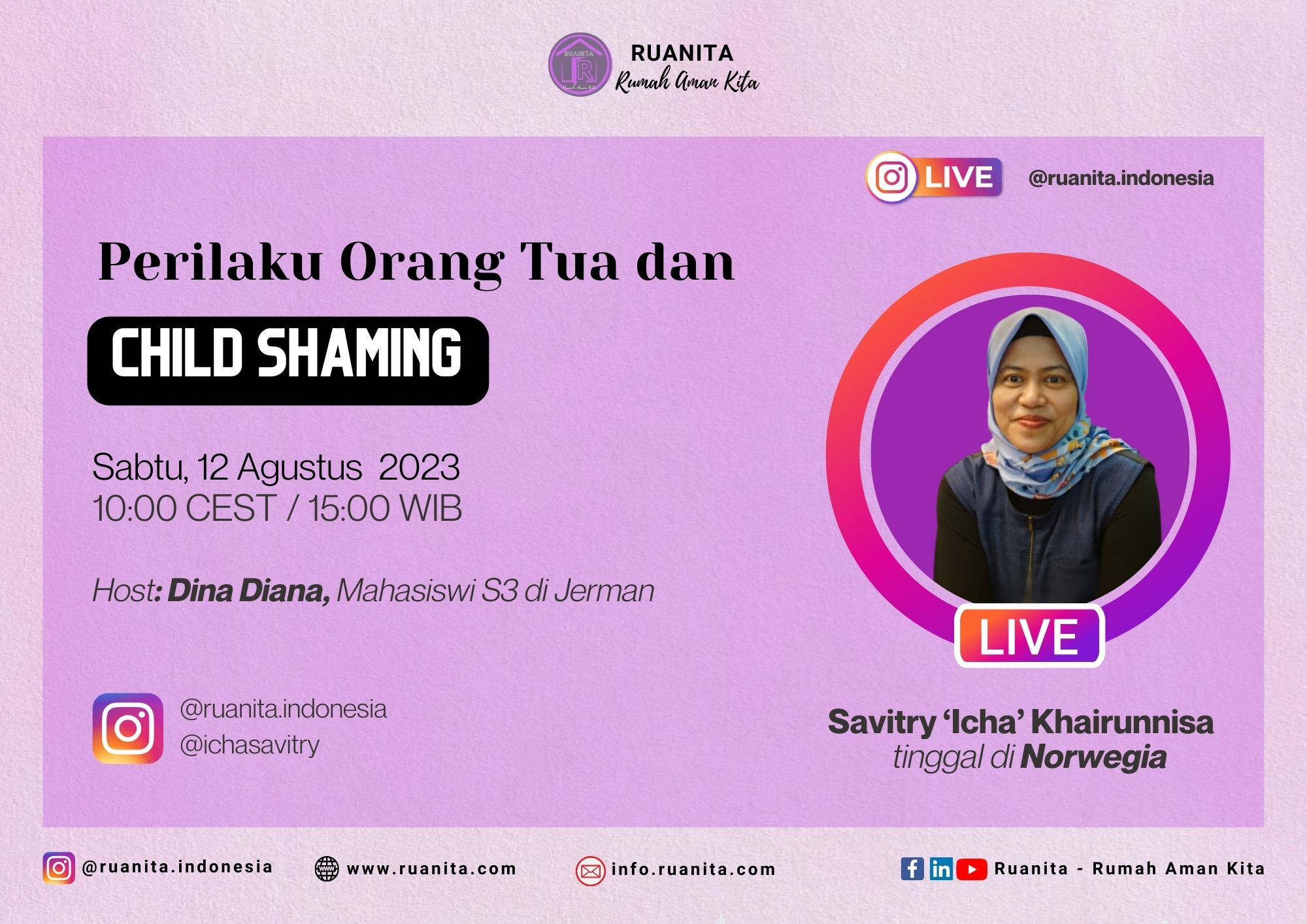 (IG LIVE) Bagaimana Membedakan Perilaku Orang Tua dengan Perilaku Child Shaming? – Ruanita ...