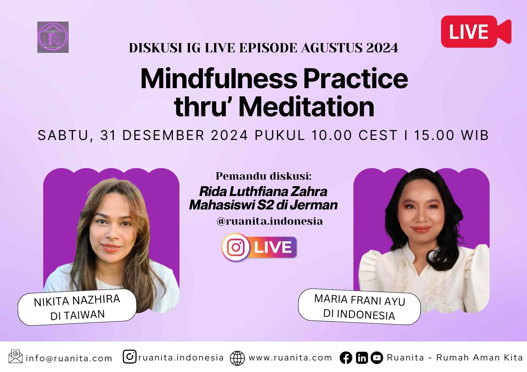 (IG LIVE) Bagaimana Meditasi Bisa Jadi Kebiasaan Sederhana? – Ruanita ...